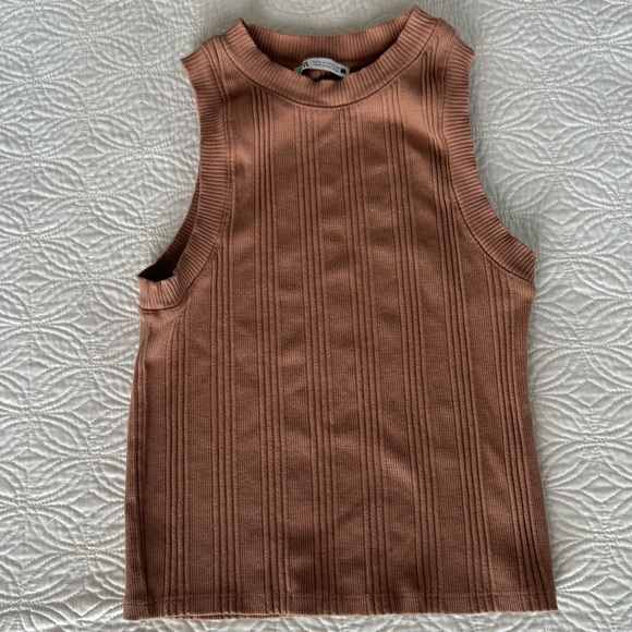Zara | Tops | Zara High Neck Ribbed Tank Top | Poshmark